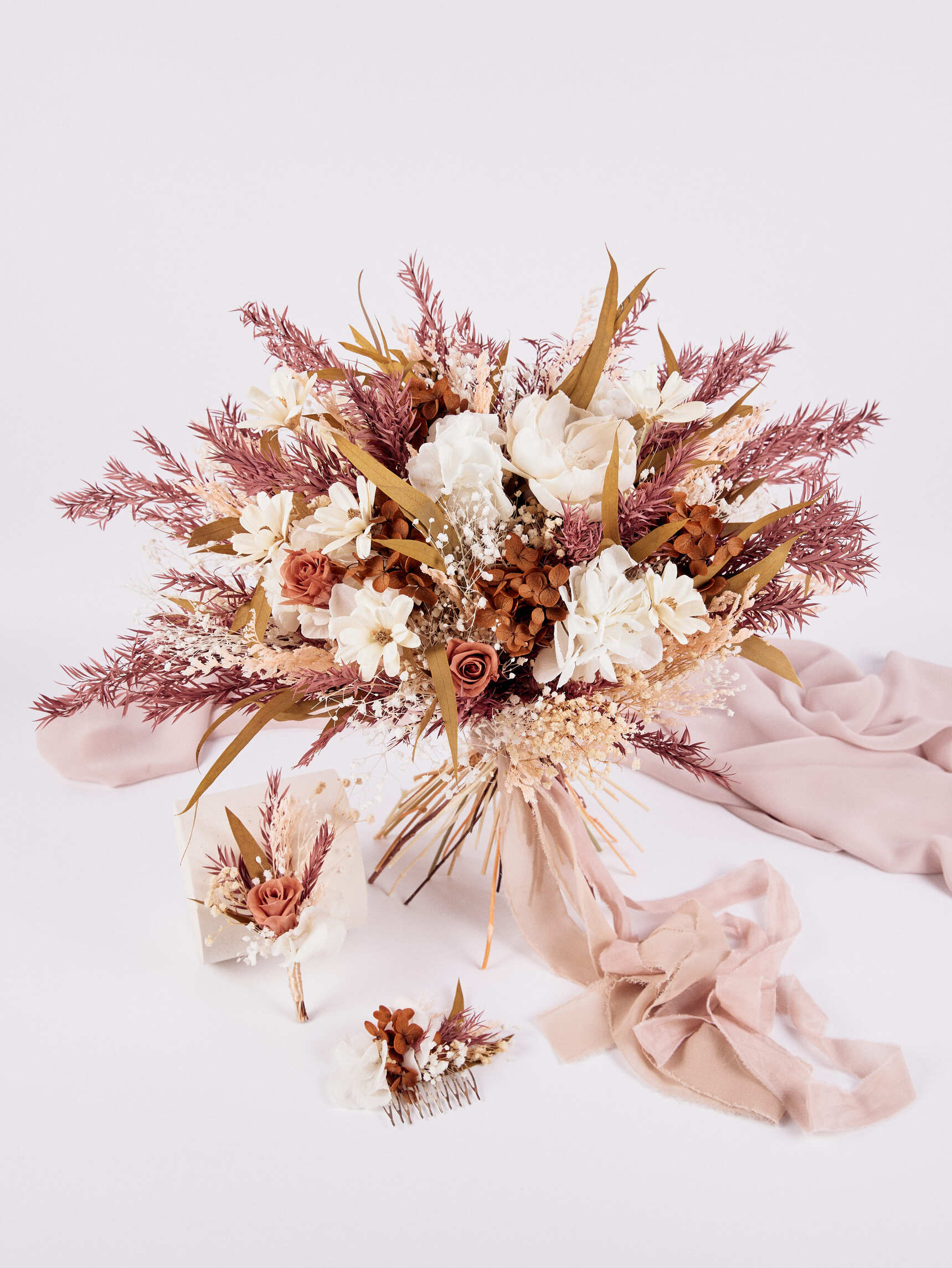 Bridal cream bouquet with dusty roses for your wedding- DecorFlowerBar ...