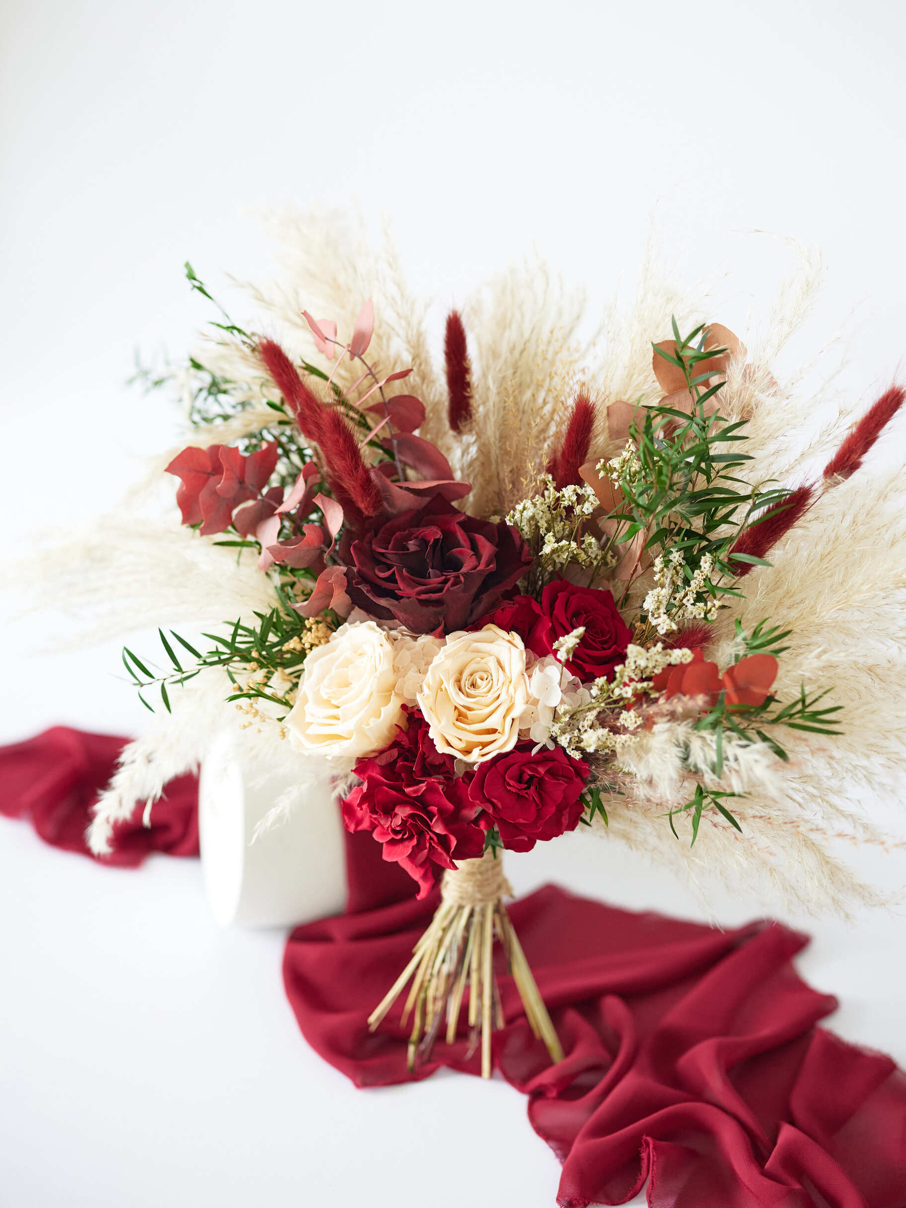 Bridal bouquet with marsala dusty rose and hydrangea - DecorFlowerBar ...