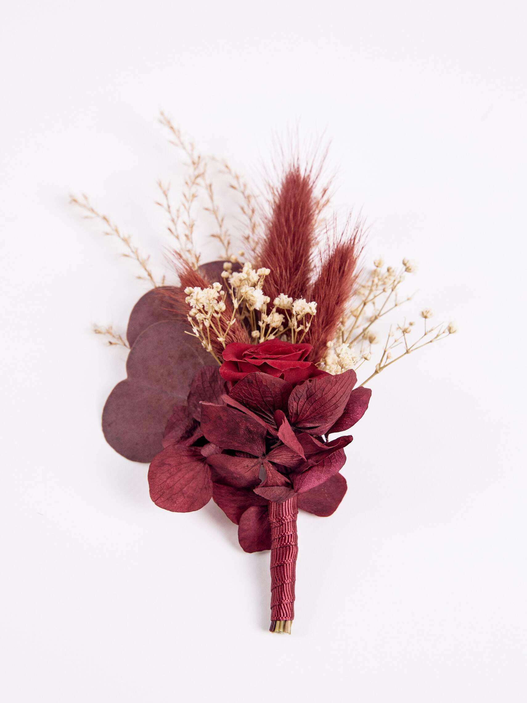Boutonniere with rose, marsala flower in modern style - DecorFlowerBar ...